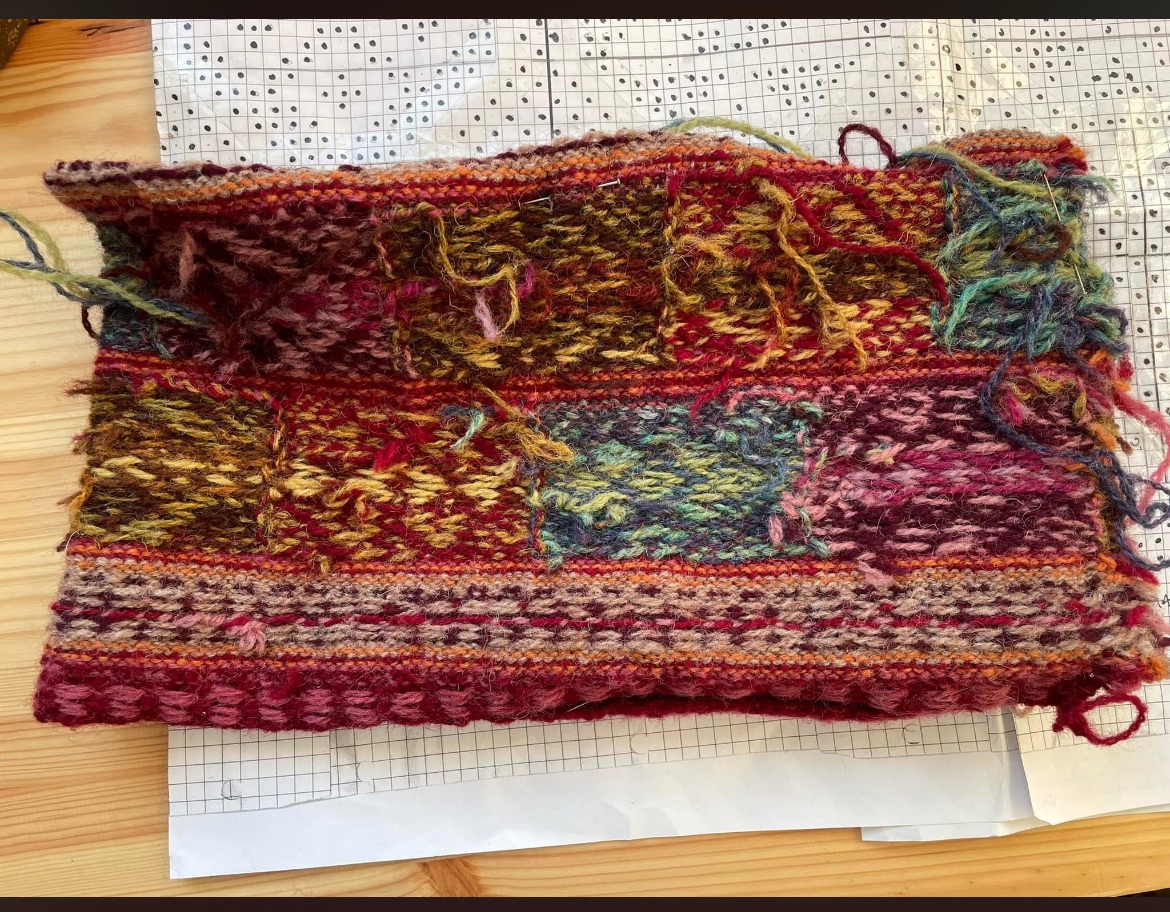 Knitting to keep us warm and to develop ideas. – tracey doxey