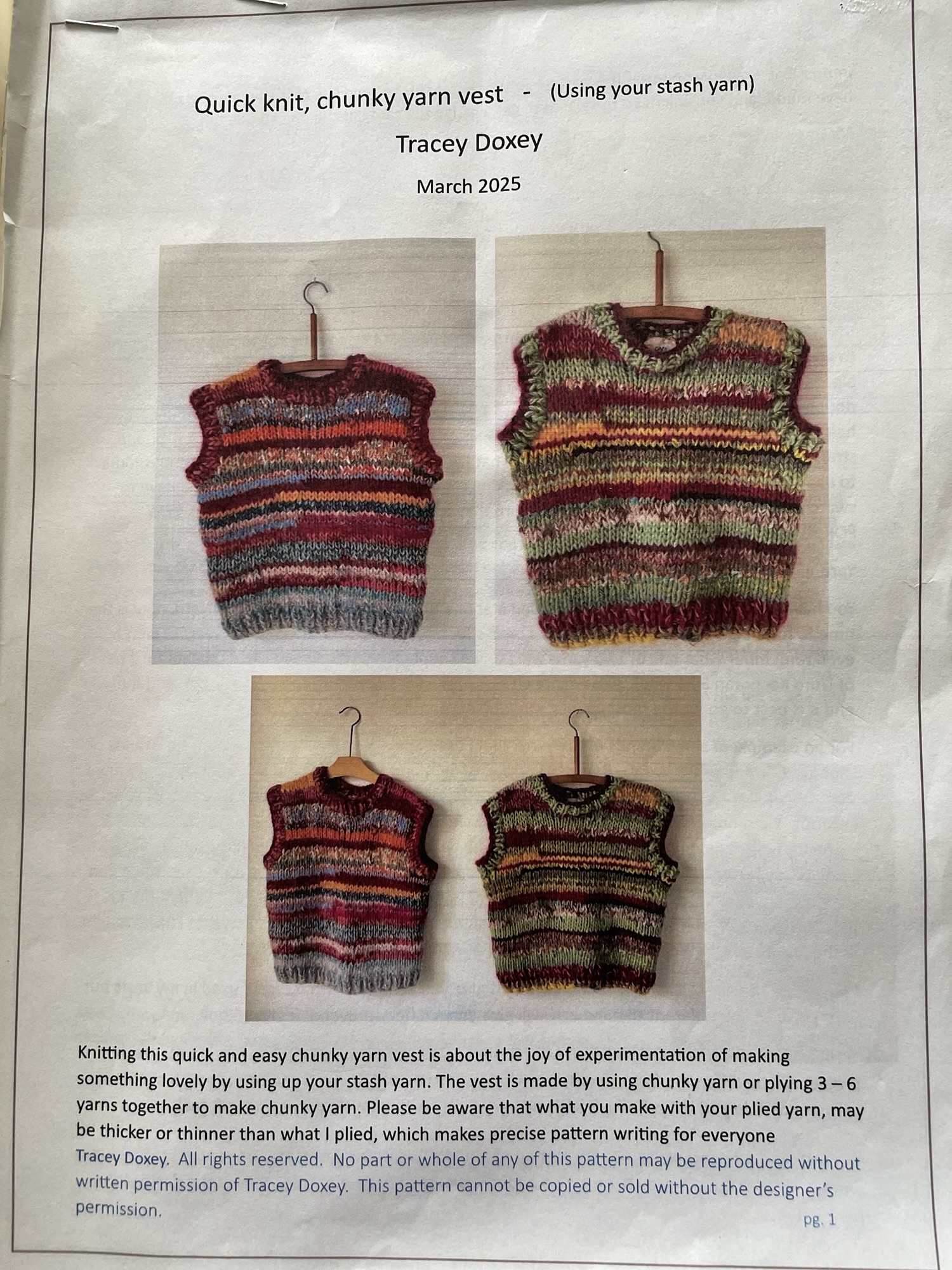 Easy Pattern spotlight – Chunky Knit Vest – tracey doxey